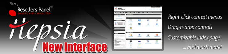 The Hepsia Control Panel sports a new, easy-to-use interface